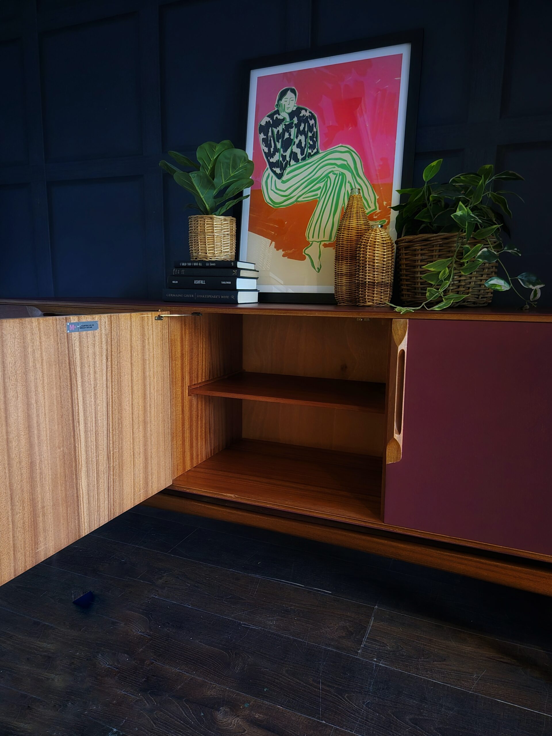 Mid-century Sideboard in Preference Red from Farrow and Ball